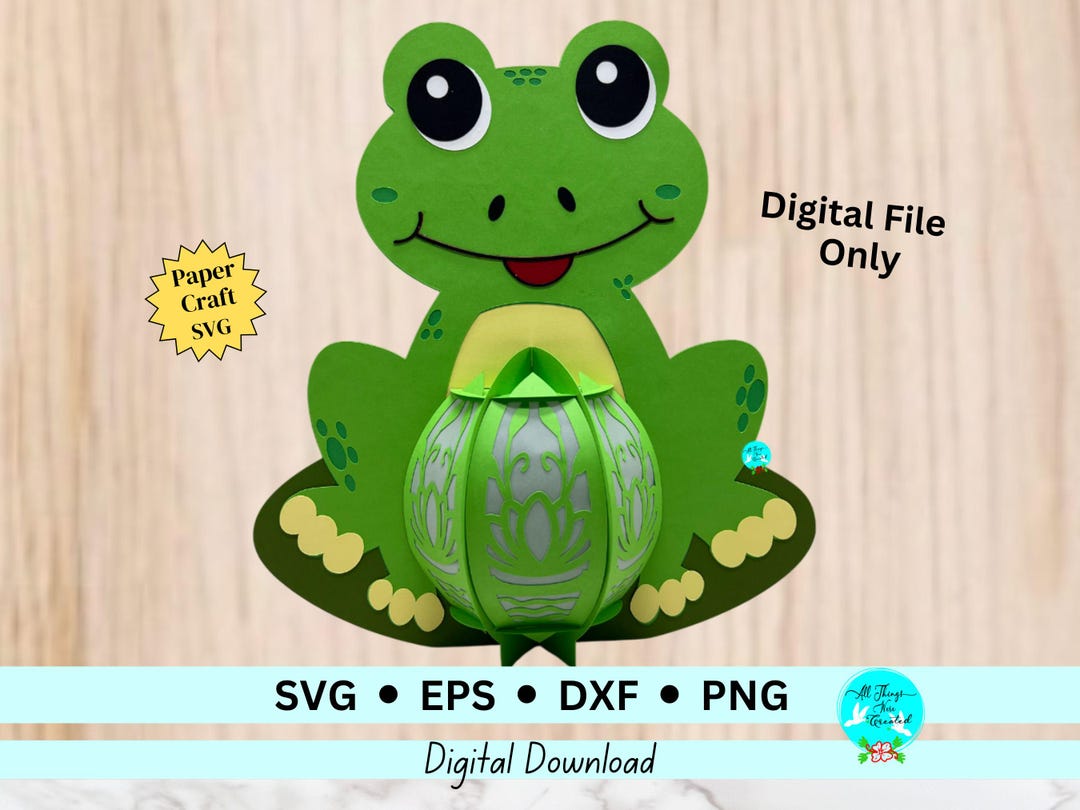 3D Frog Lantern SVG Cut File, Paper Craft Svg, 3D Lantern Svg, 3D Frog ...
