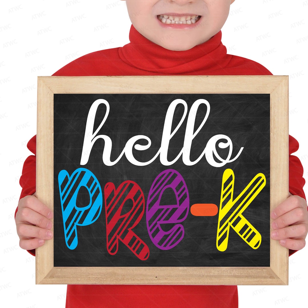 Hello Pre-k DIGITAL SVG Cut File, Back to School Svg, Kid Shirt Sign ...