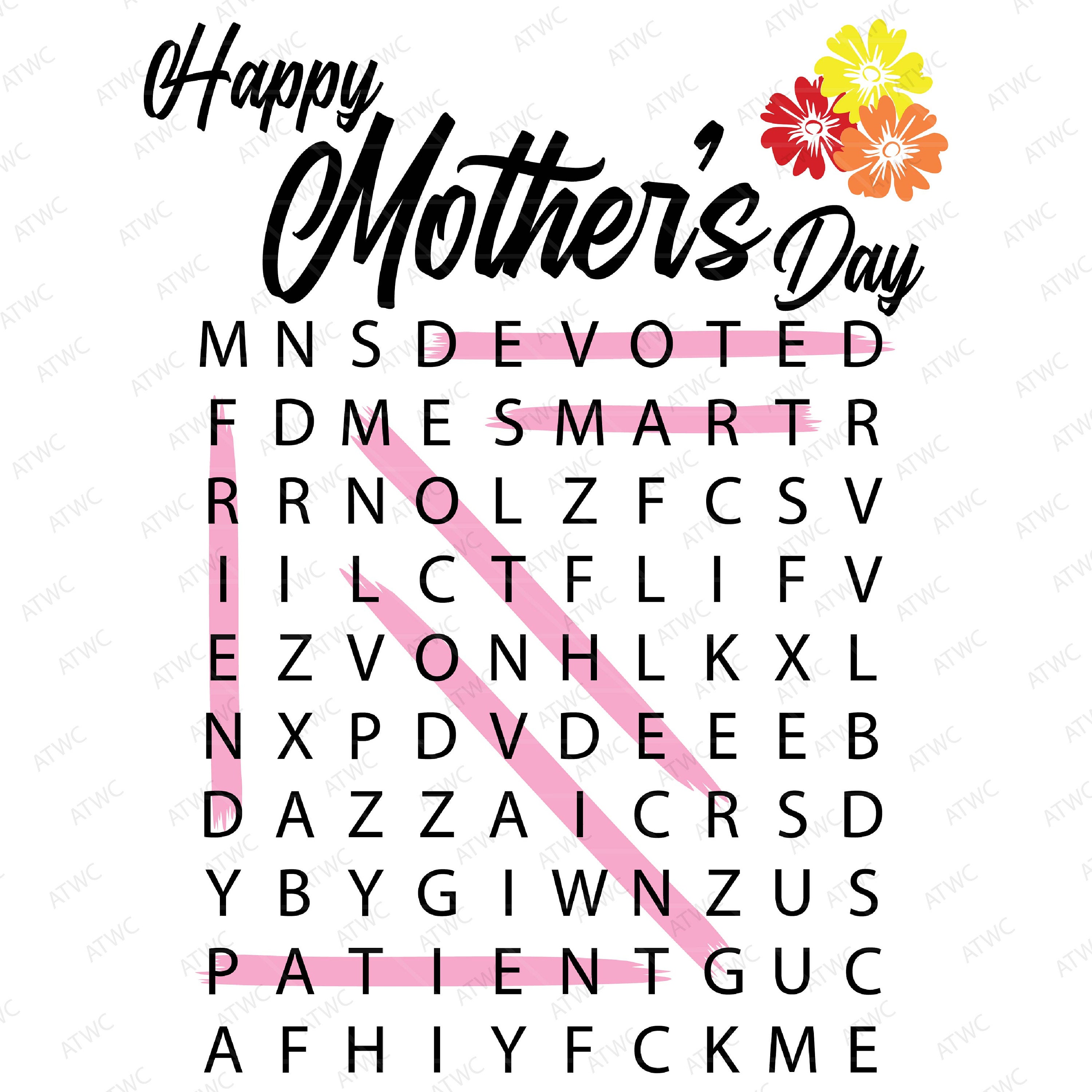 Mother's Day Word Search DIGITAL SVG Cut File - Etsy Australia