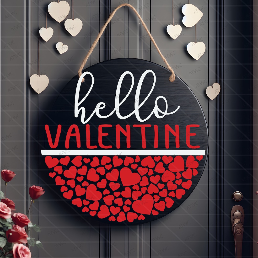 Valentine's Day Wood Round Decor Sign DIGITAL SVG Cut File, Valentine ...