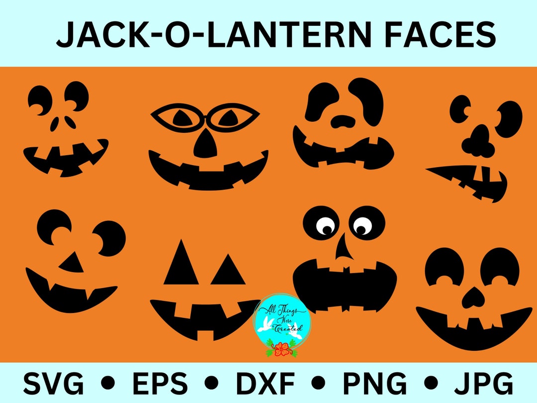 Funny Silly Jack-o-lantern Faces DIGITAL SVG Cut File, Pumpkin Face Svg ...