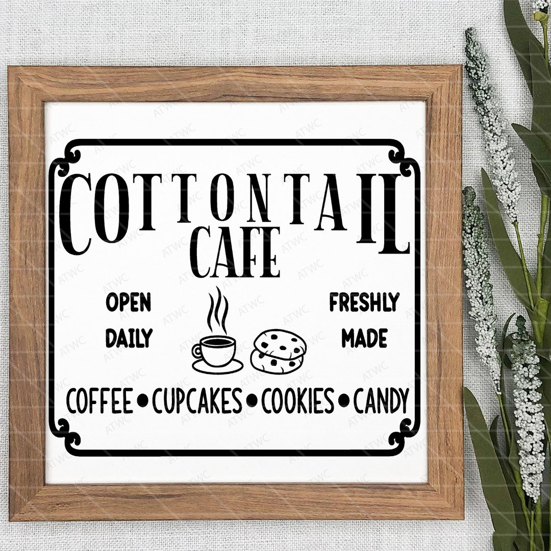 Cottontail Cafe DIGITAL Svg Cut File, Easter Sign Svg, Easter Spring ...