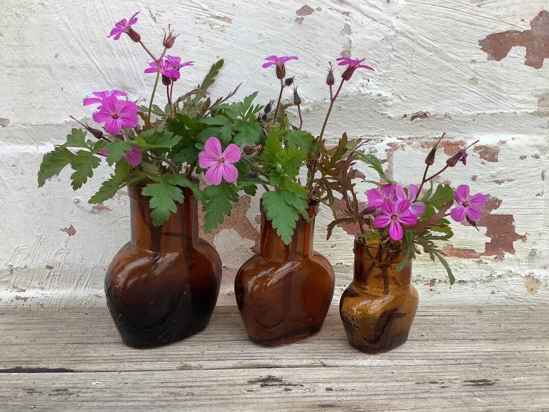 Set of 3 1920's OXO Golden Brown Glass Bottles. Vintage Bottles ...