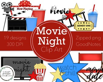 Movie Night Clip Art - Etsy