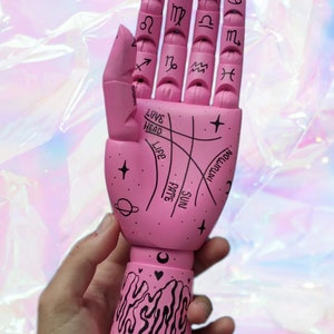 Articulated Pink Wooden Hand (palmistry Tat-a-hand) - Creepy Mystic Art ...