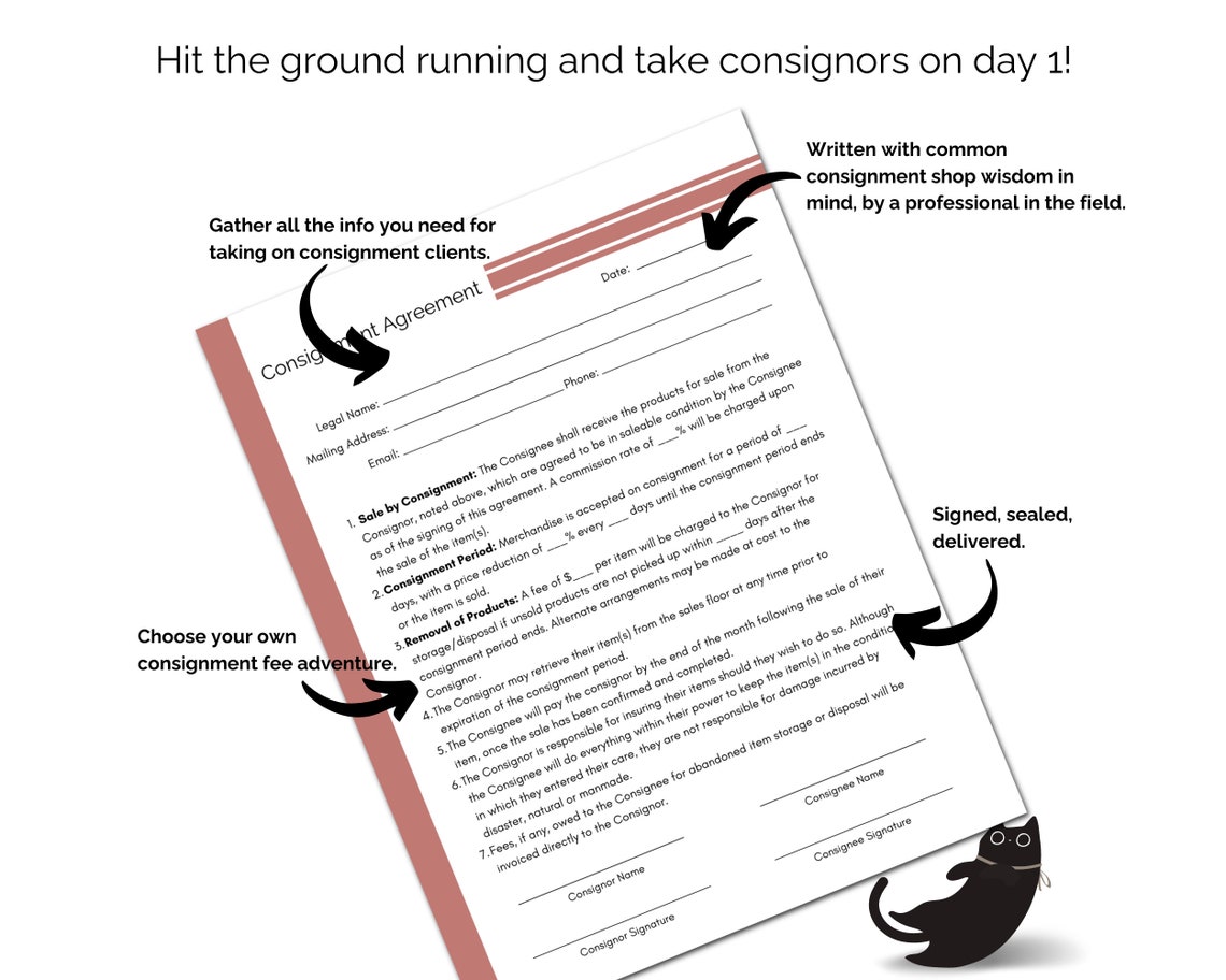 Consignment Agreement Printable: Small Business Reseller Contract (PDF ...