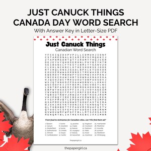 Canada Day Word Search Printable Activity With Answer Key | Elbows Up ...