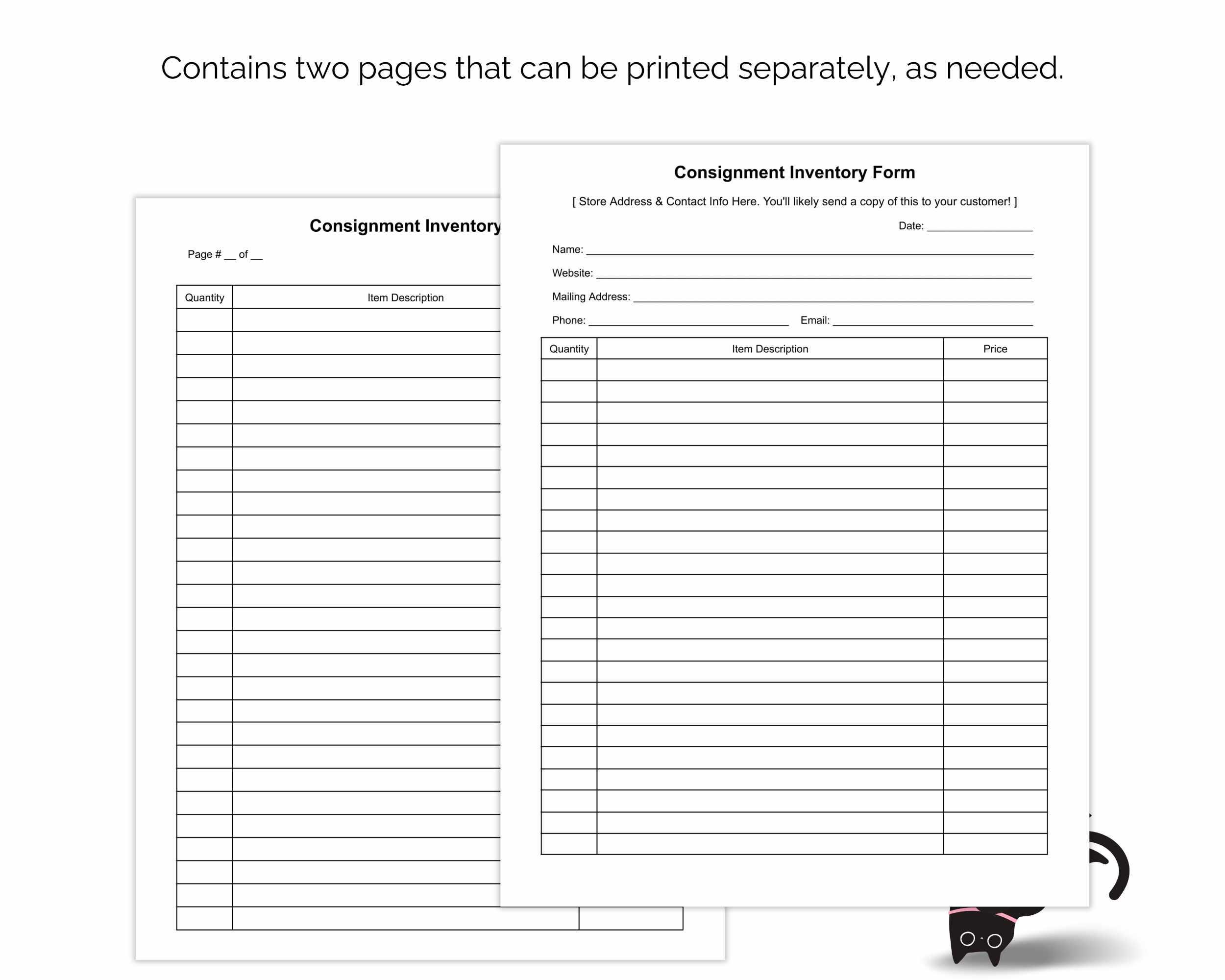 Basic Consignment Inventory Tracker & Client Intake Form | Edit in Google Docs - Etsy