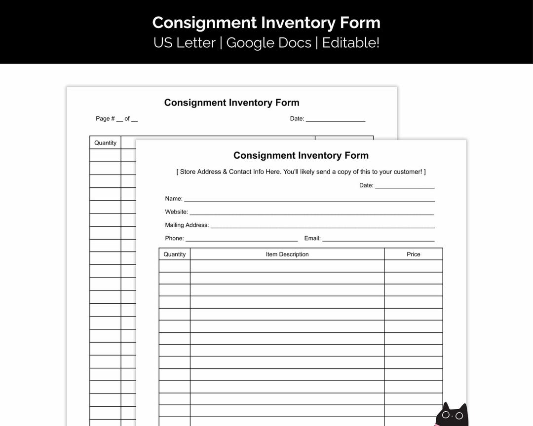 Basic Consignment Inventory Tracker & Client Intake Form | Edit in Google Docs - Etsy