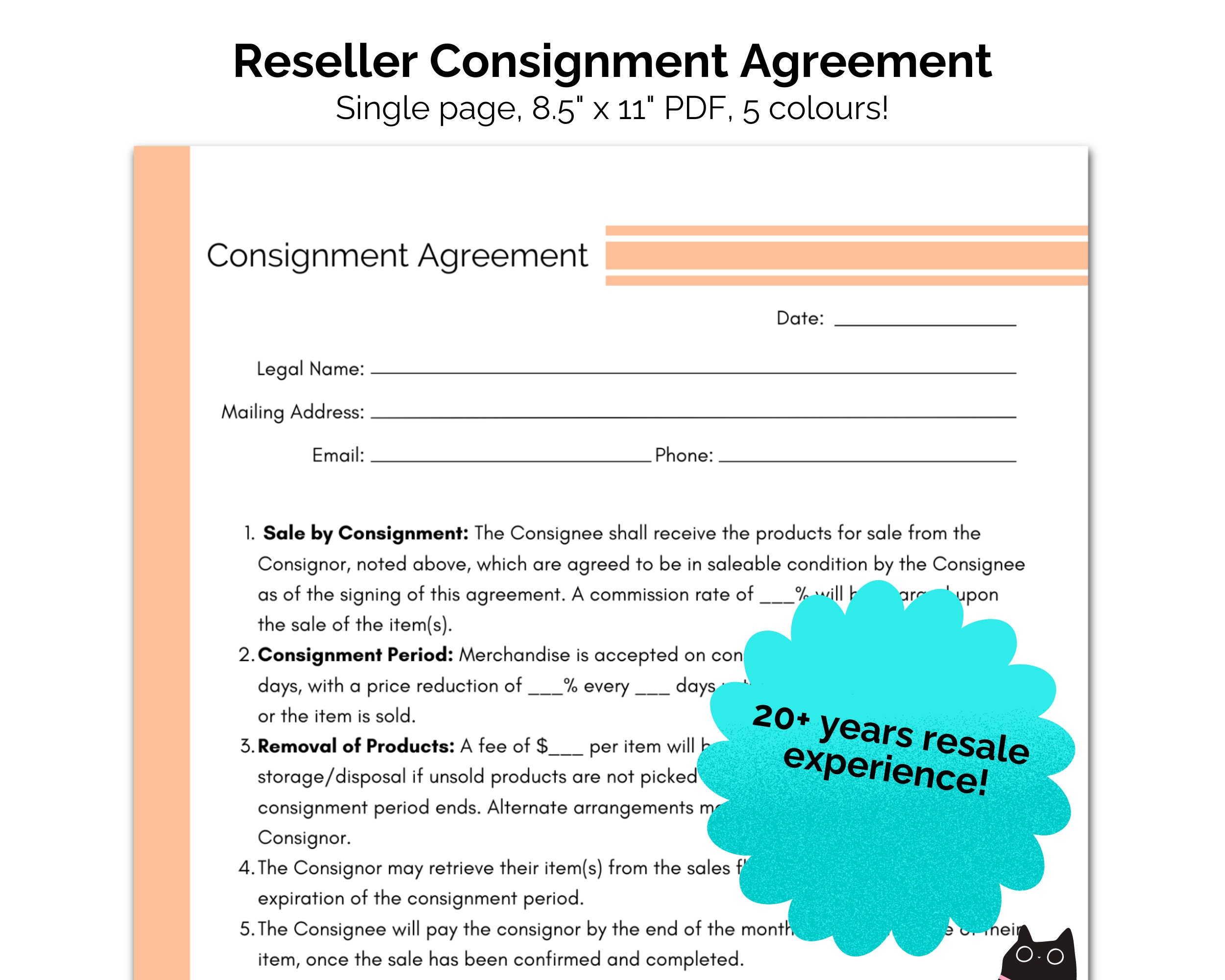 Consignment Agreement Printable: Small Business Reseller Contract (PDF ...
