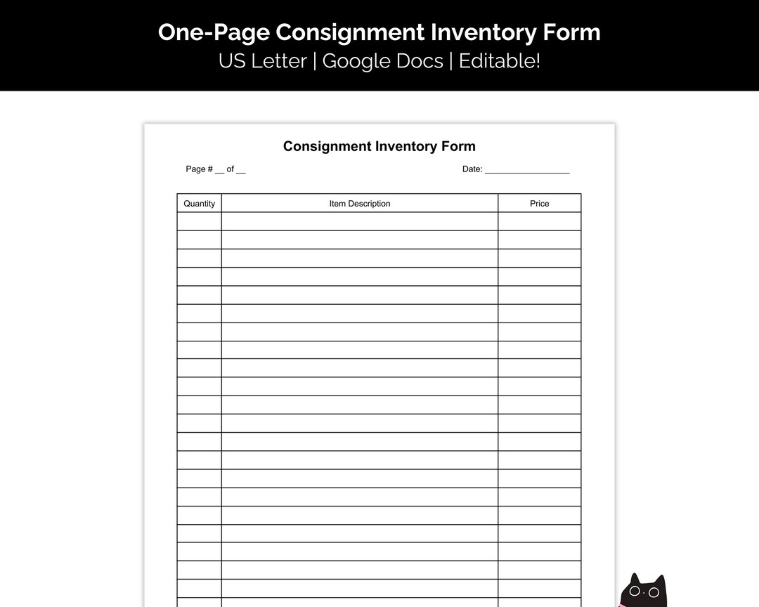 Basic Consignment Inventory Form | Edit in Google Docs - Etsy