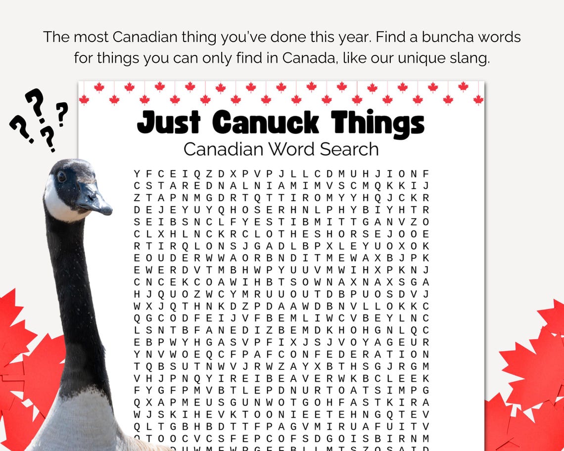 Canada Day Word Search Printable Activity With Answer Key | Elbows Up ...