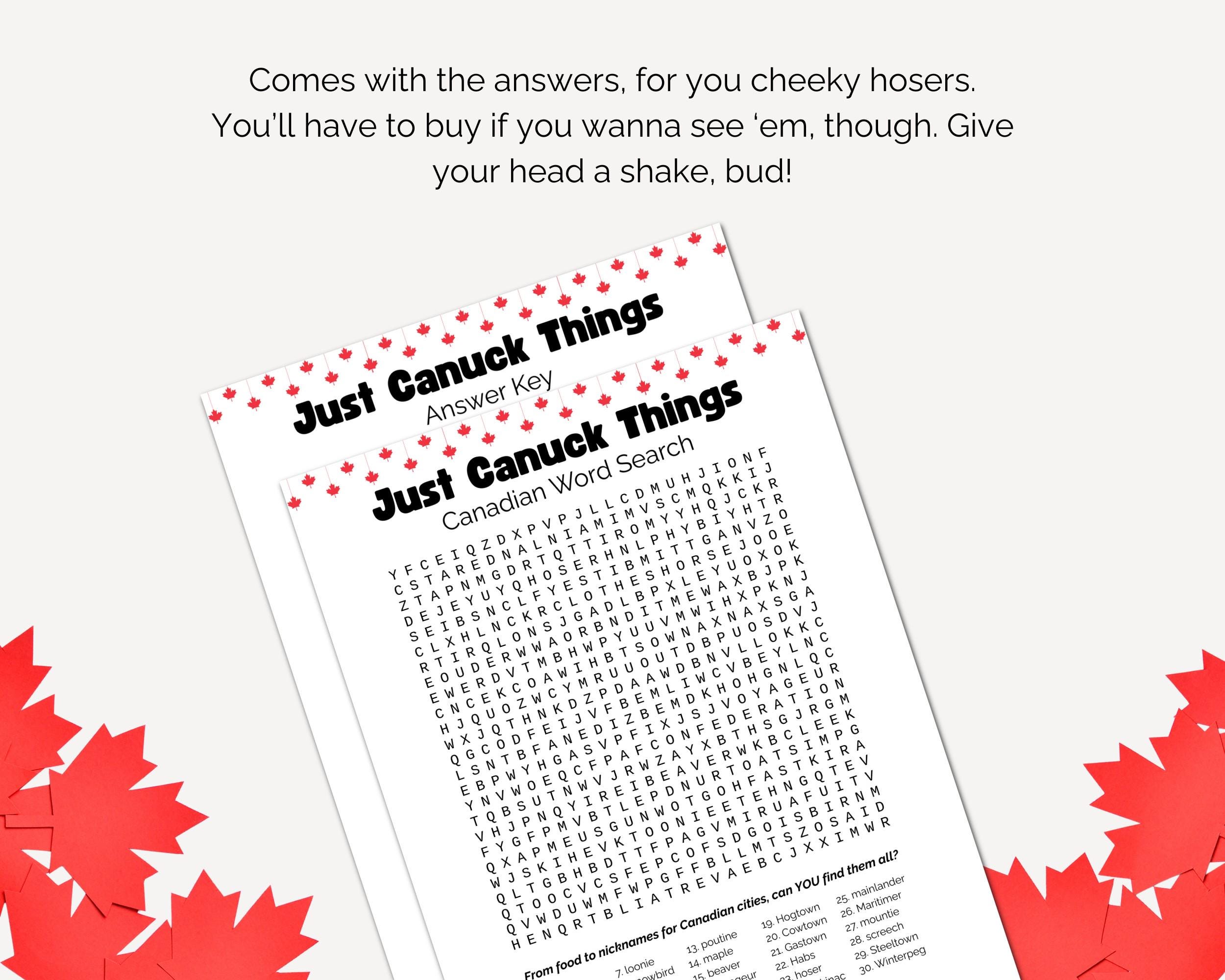 Canada Day Word Search Printable Activity With Answer Key | Elbows Up ...