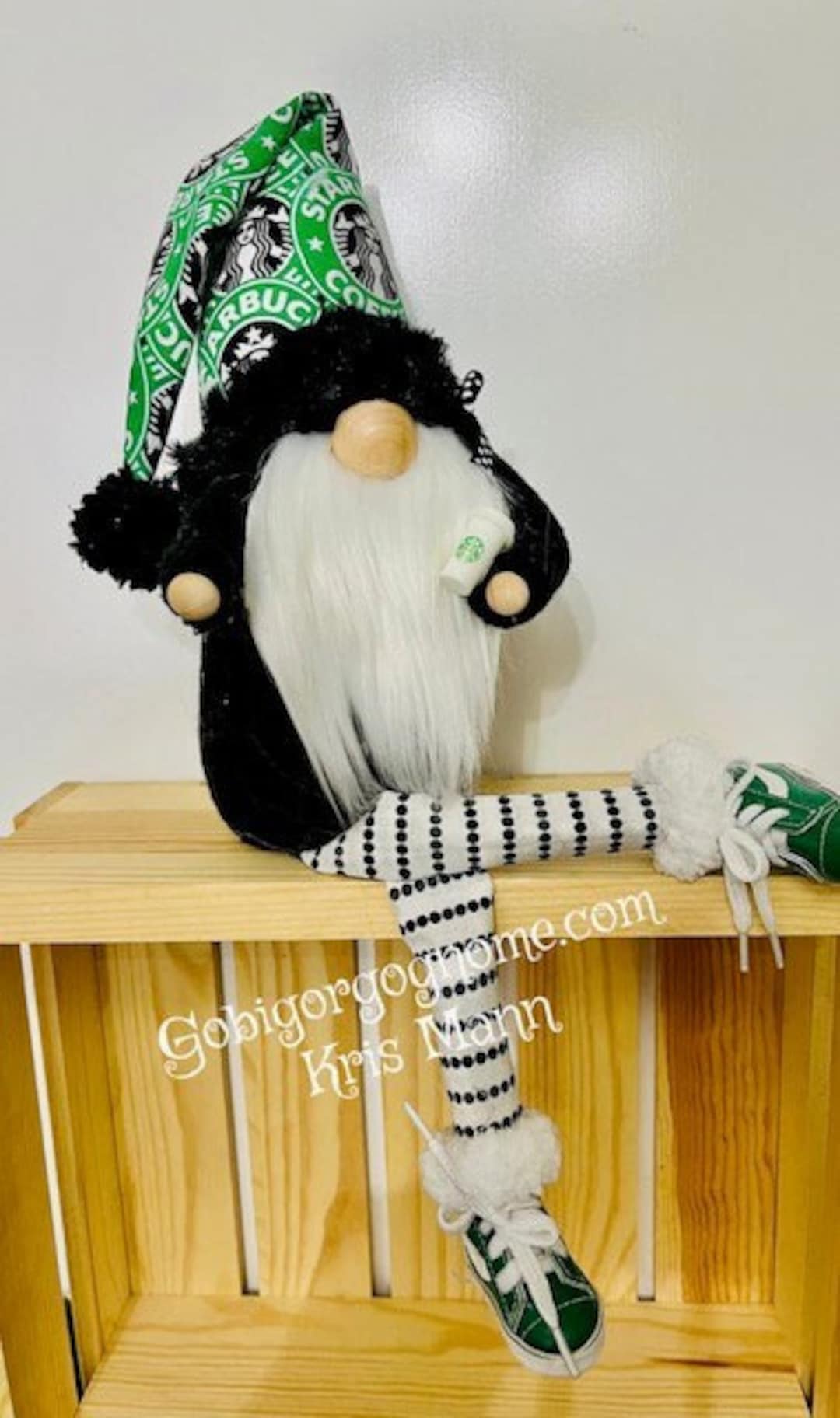 JITTERS - the STARBUCKS SITTING Gnome With Dangly Legs - Etsy