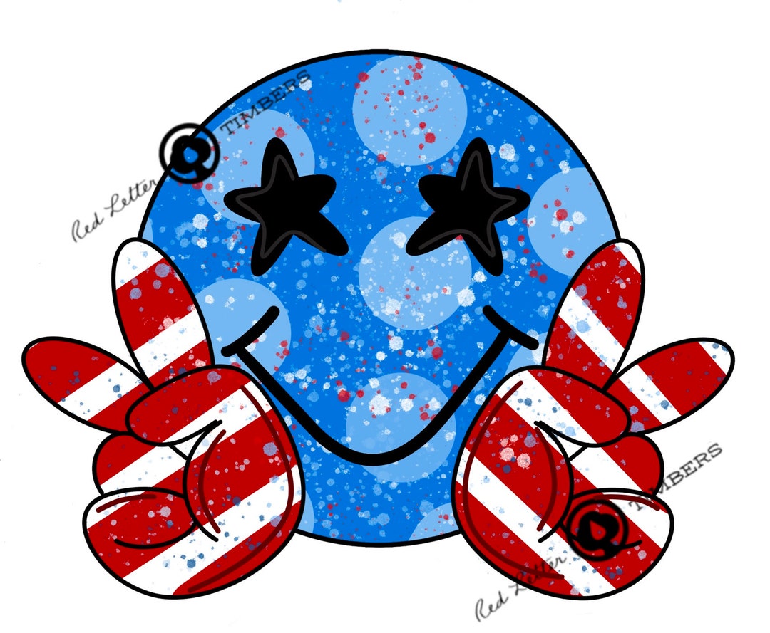 TEMPLATE Patriotic Smiley Face Emoji Door Hanger Template - Etsy