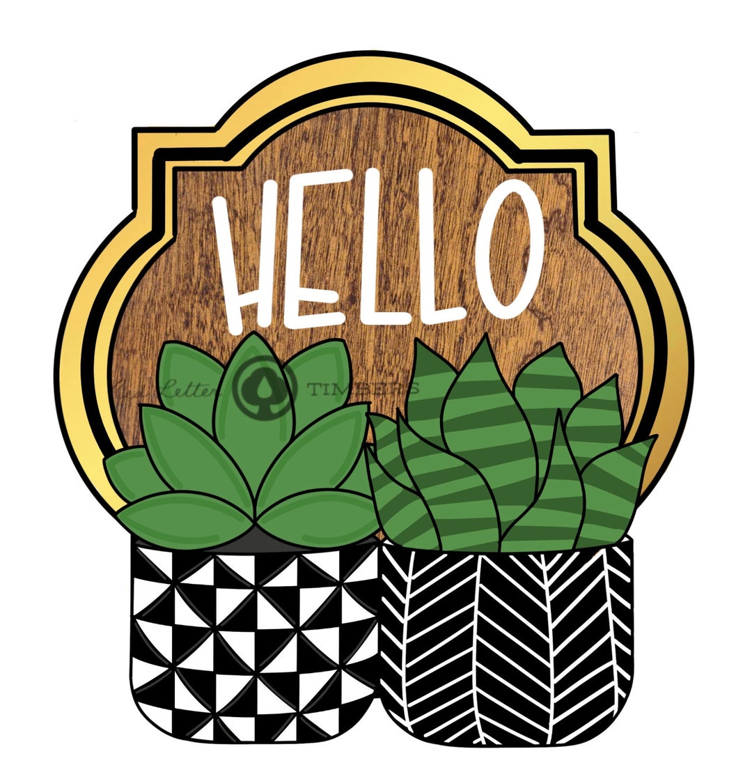 TEMPLATE- Succulent Hello Frame Door Hanger Template - Etsy