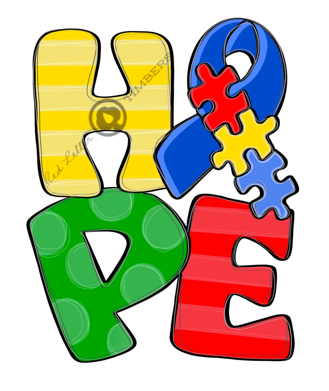 TEMPLATE- HOPE Autism Awareness Door Hanger Template - Etsy