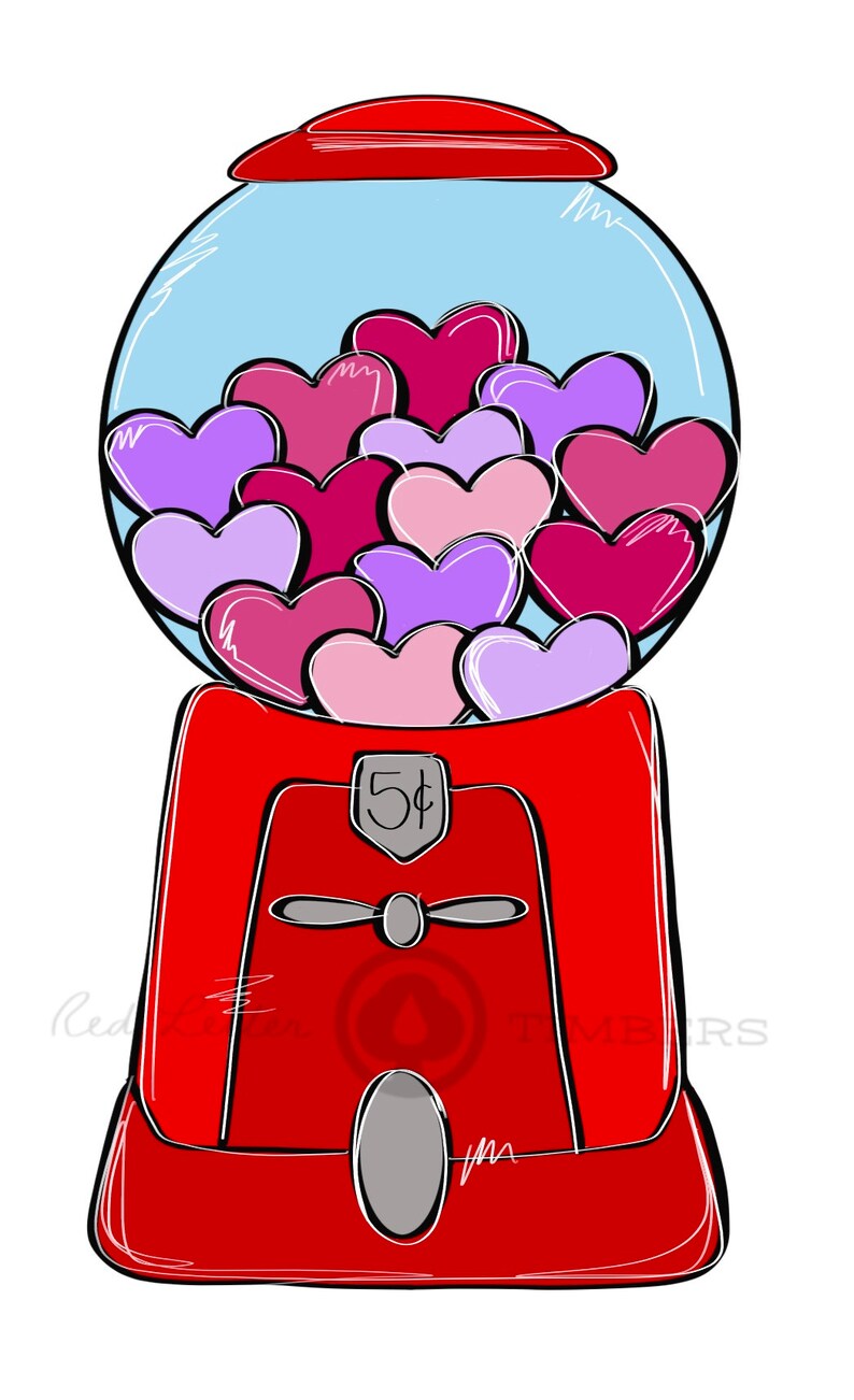 TEMPLATE- Love Valentines Day Heart Bubblegum Machine Door Hanger ...