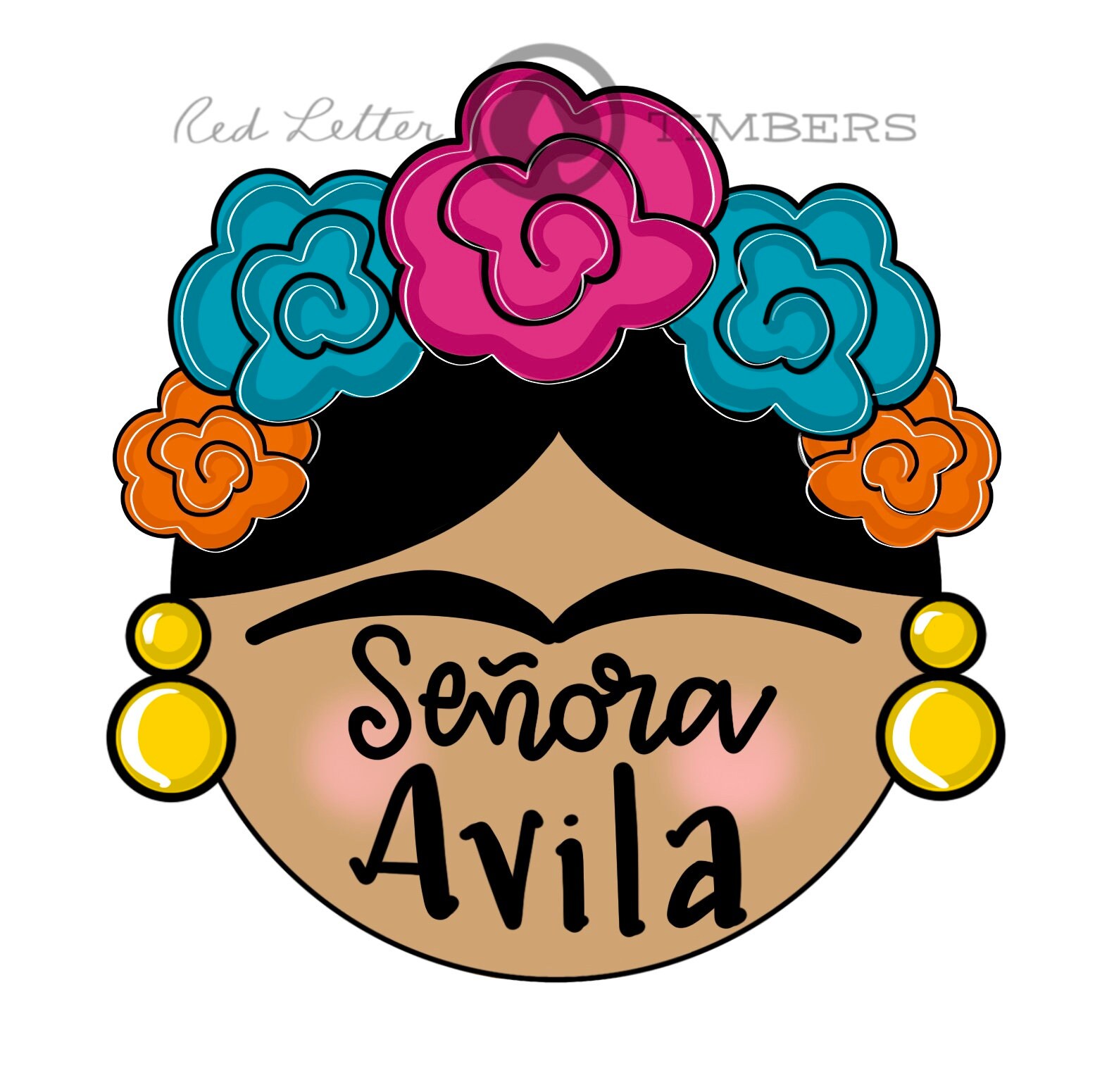 TEMPLATE- Frida Kahlo Inspired Spanish Teacher Art Teacher Door Hanger ...