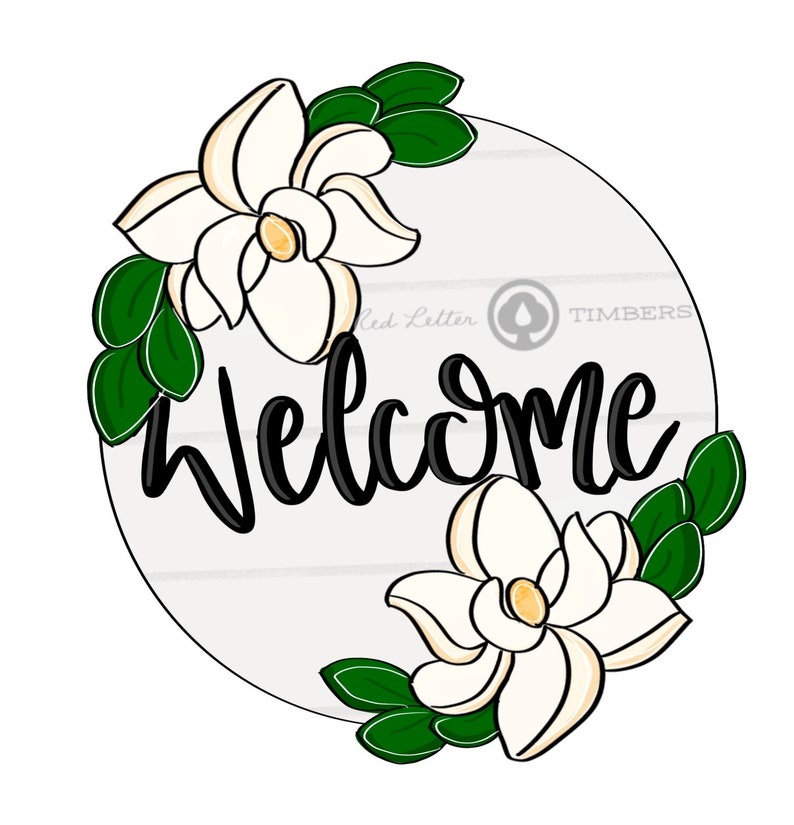 TEMPLATE Southern Belle Magnolia Welcome Door Hanger Template - Etsy