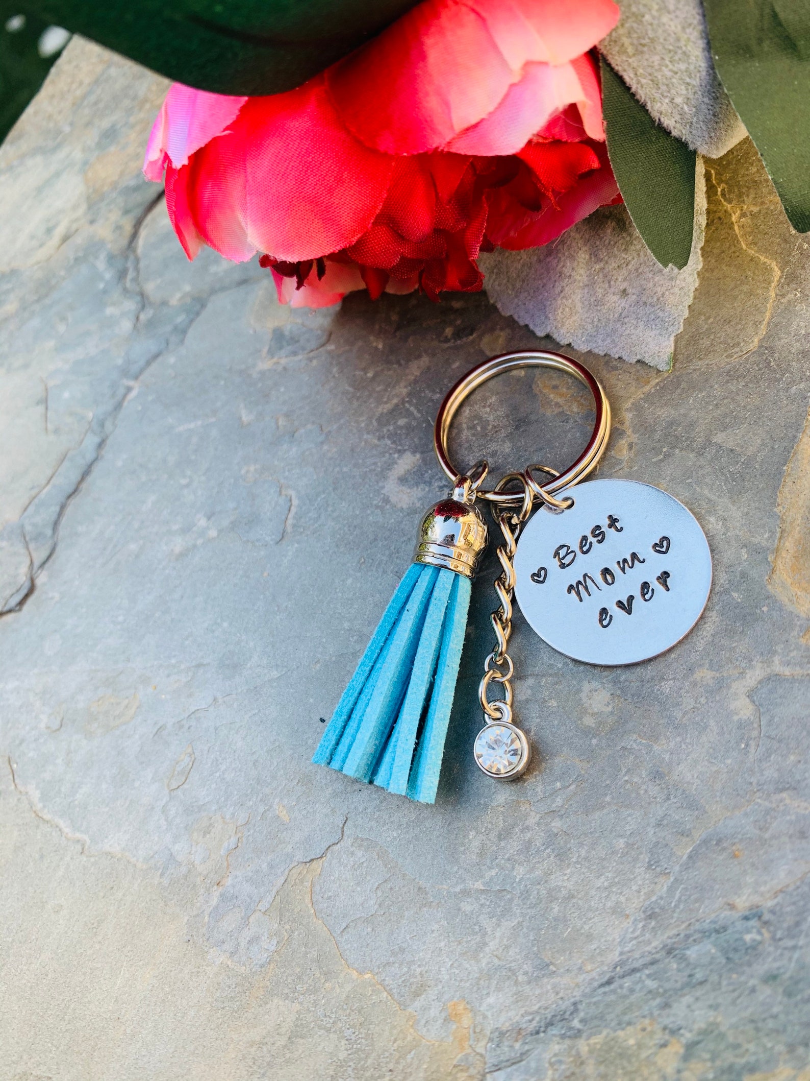 Mom Key Ring, Personalized Mothers Day Gifts, Kids Initial Key Ring ...