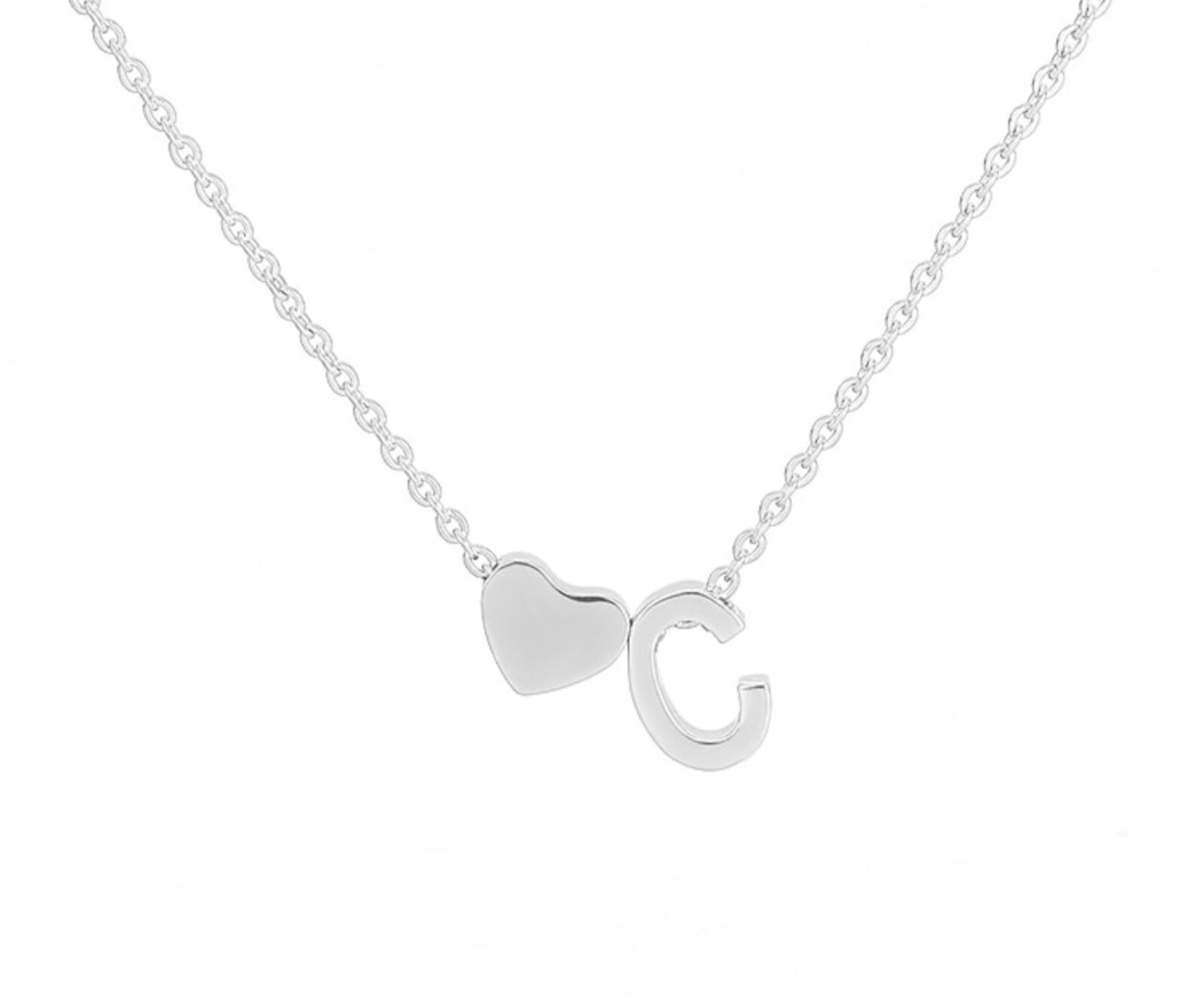 Custom Initial and Heart Necklace Minimalist Initial and - Etsy