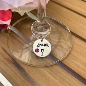 Wine Glass Charms, Personalized Wine Tasting Party Glass Charms, Bachelorette Funny Wine Glass ...