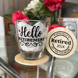 Personalized Retirement Wine Glass: UV DTF Gift With Optional Coaster ...