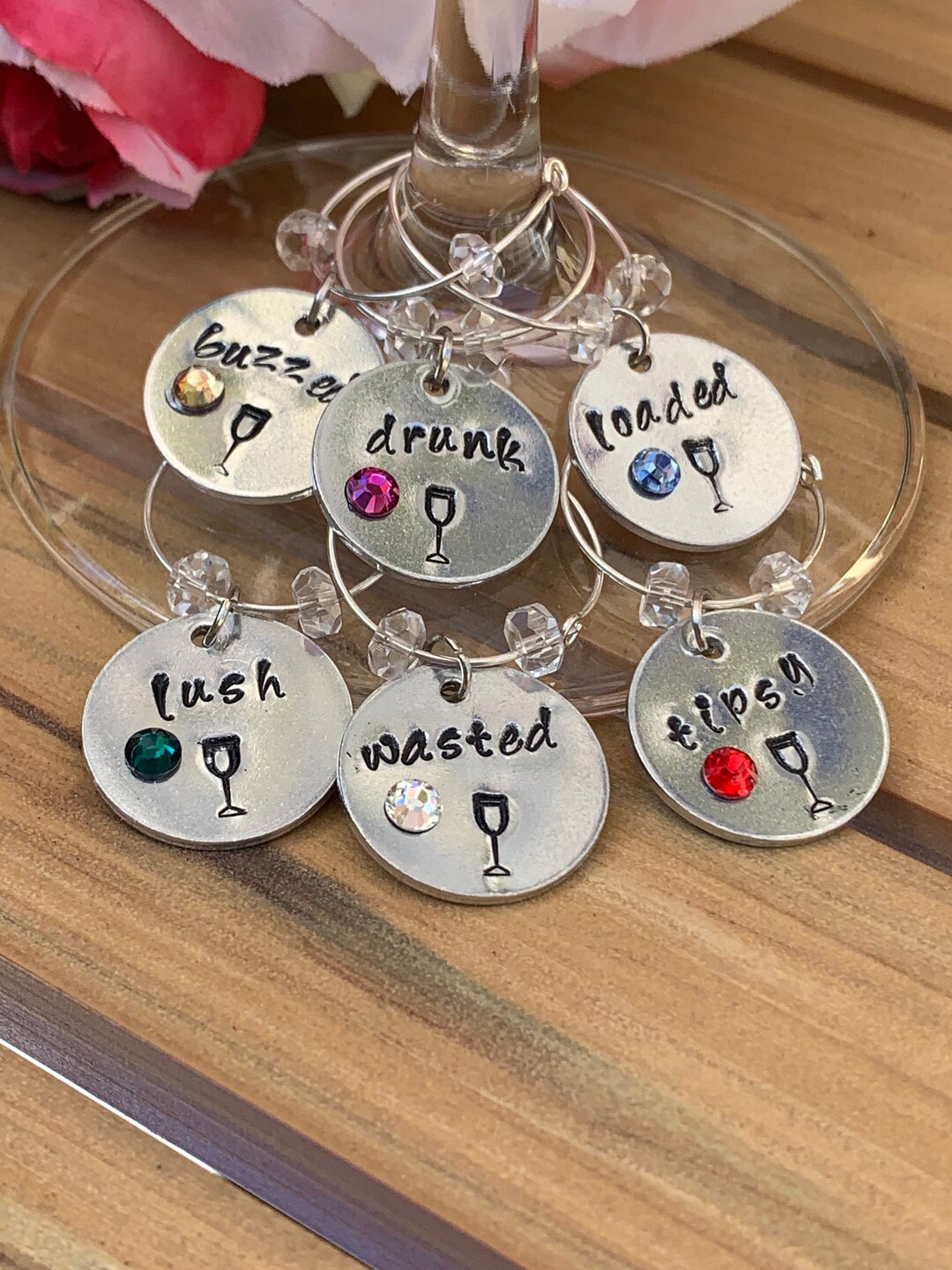 Personalized Wine Glass Charms: Funny Bachelorette Party Favors - Etsy