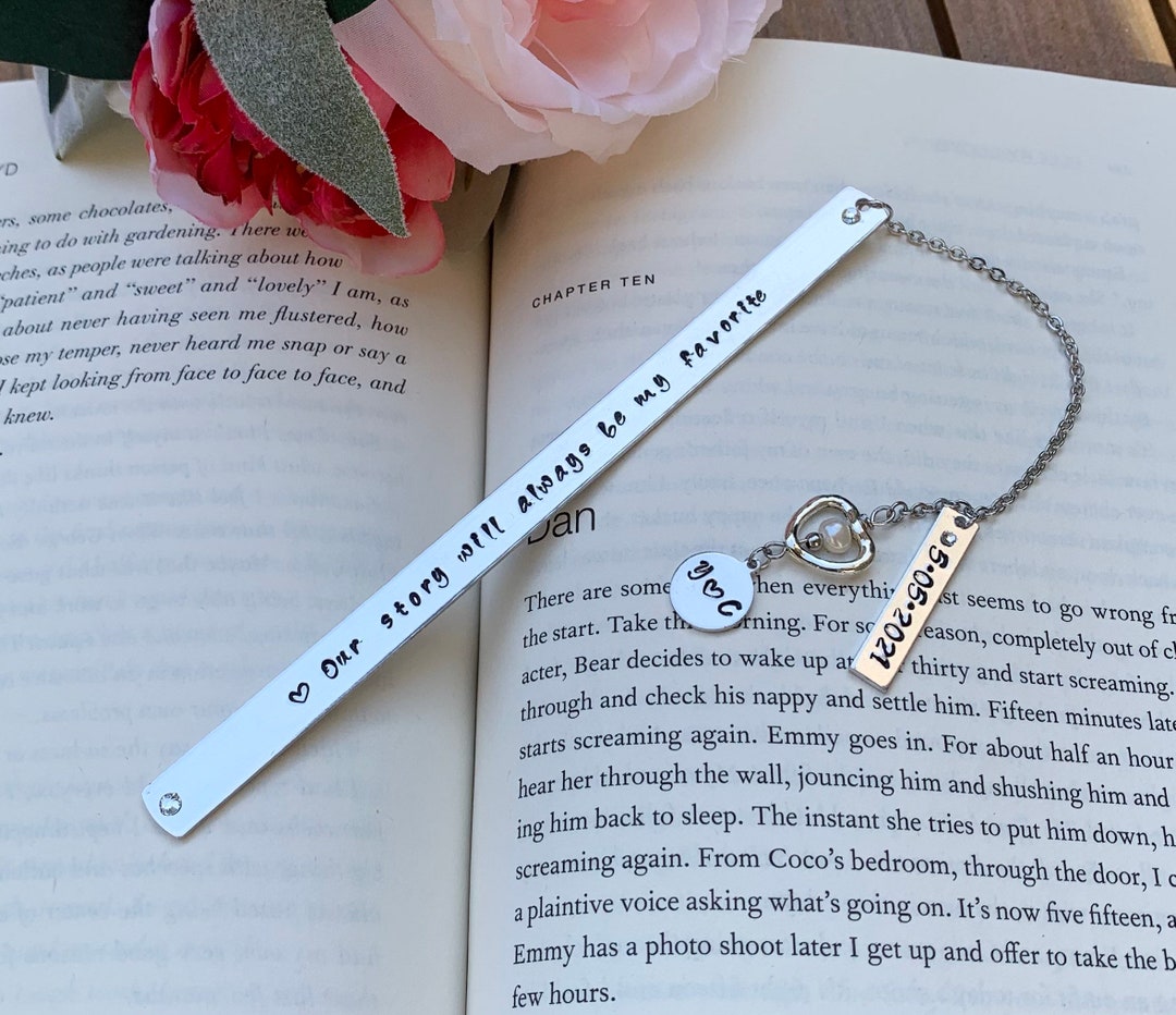 Wedding Anniversary Gift Metal Personalized Bookmark, 10th Anniversary ...