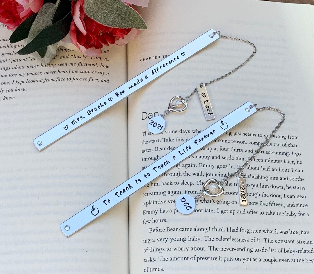 Personalized Metal Teacher Appreciation Bookmark, Teacher Thank You ...