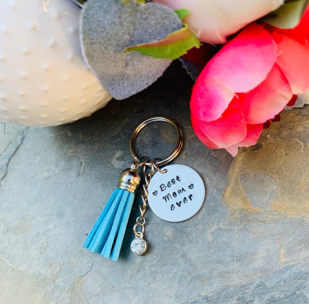 Mom Key Ring, Personalized Mothers Day Gifts, Kids Initial Key Ring ...