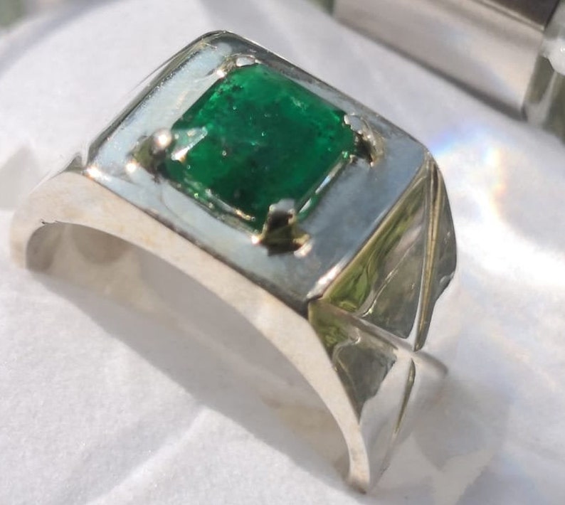 Natural Real Emerald Rings Rectangle Emerald Swat Emerald Ring - Etsy