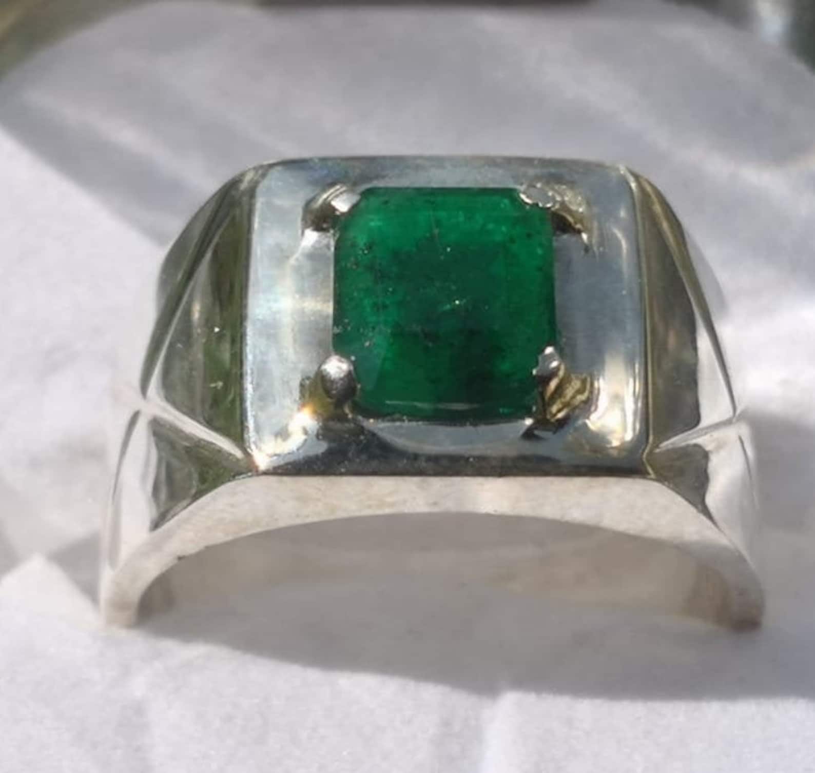 Natural Real Emerald Rings Rectangle Emerald Swat Emerald Ring - Etsy