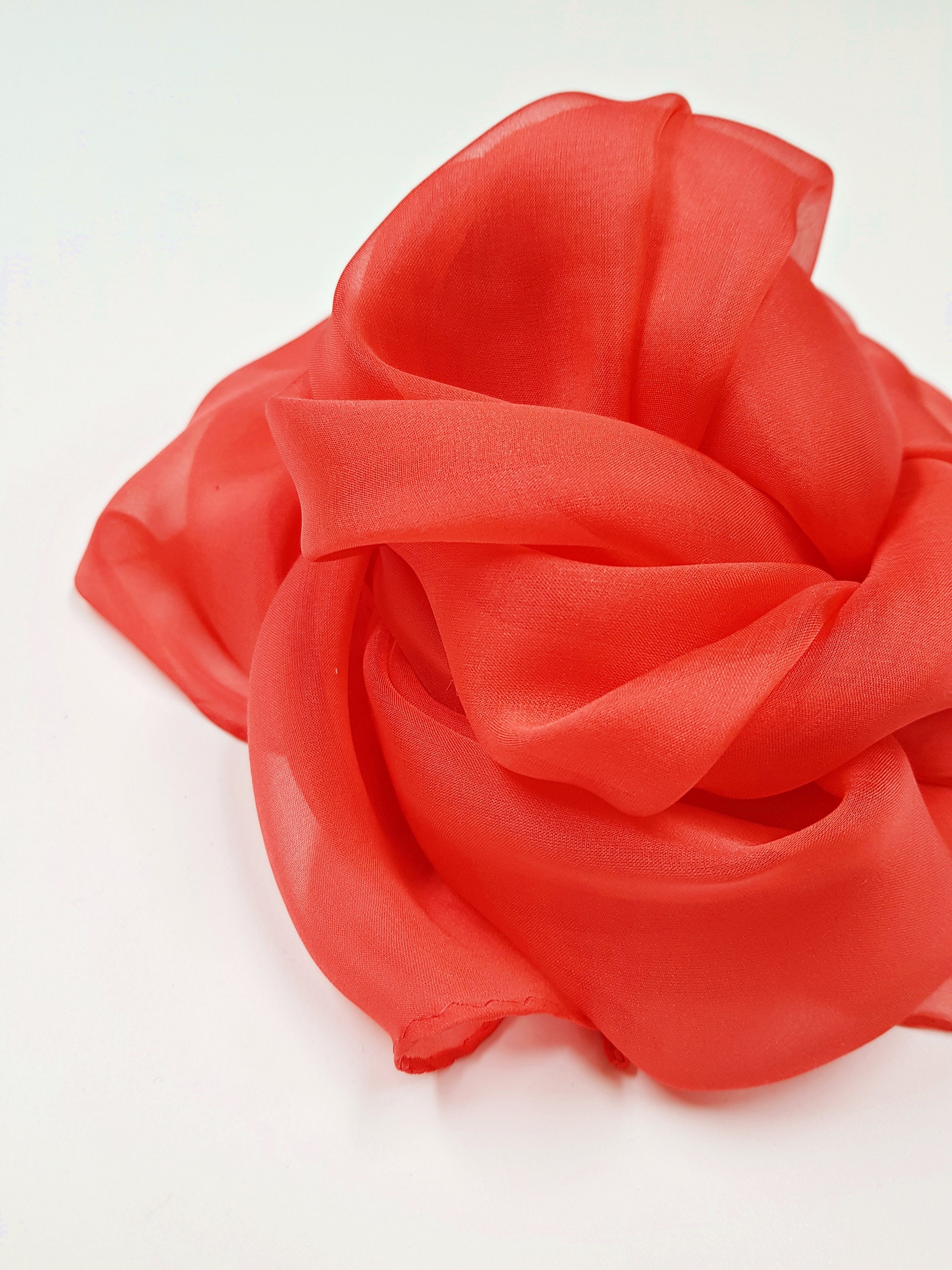 Silk chiffon scarf / Scarlet Red Color / Soft Light Weight | Etsy