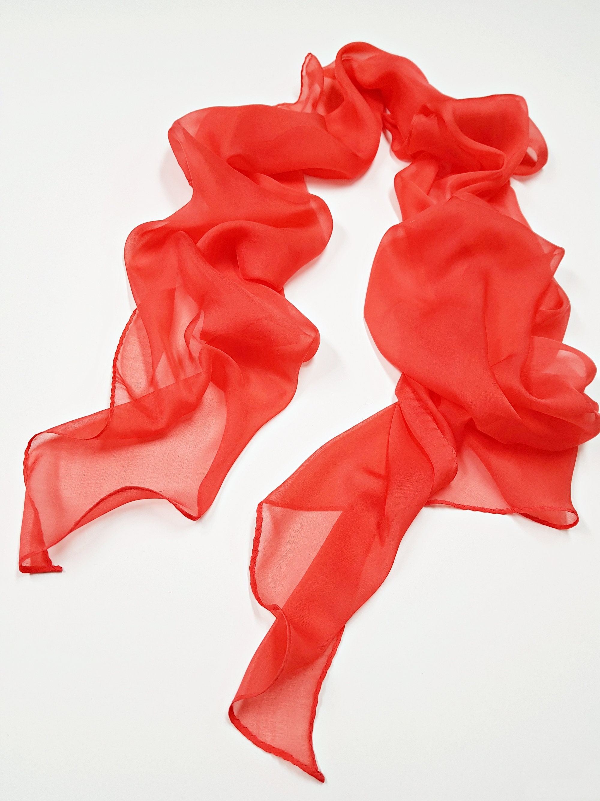 Silk Chiffon Scarf / Scarlet Red Color / Soft, Light Weight Silk Fabric ...