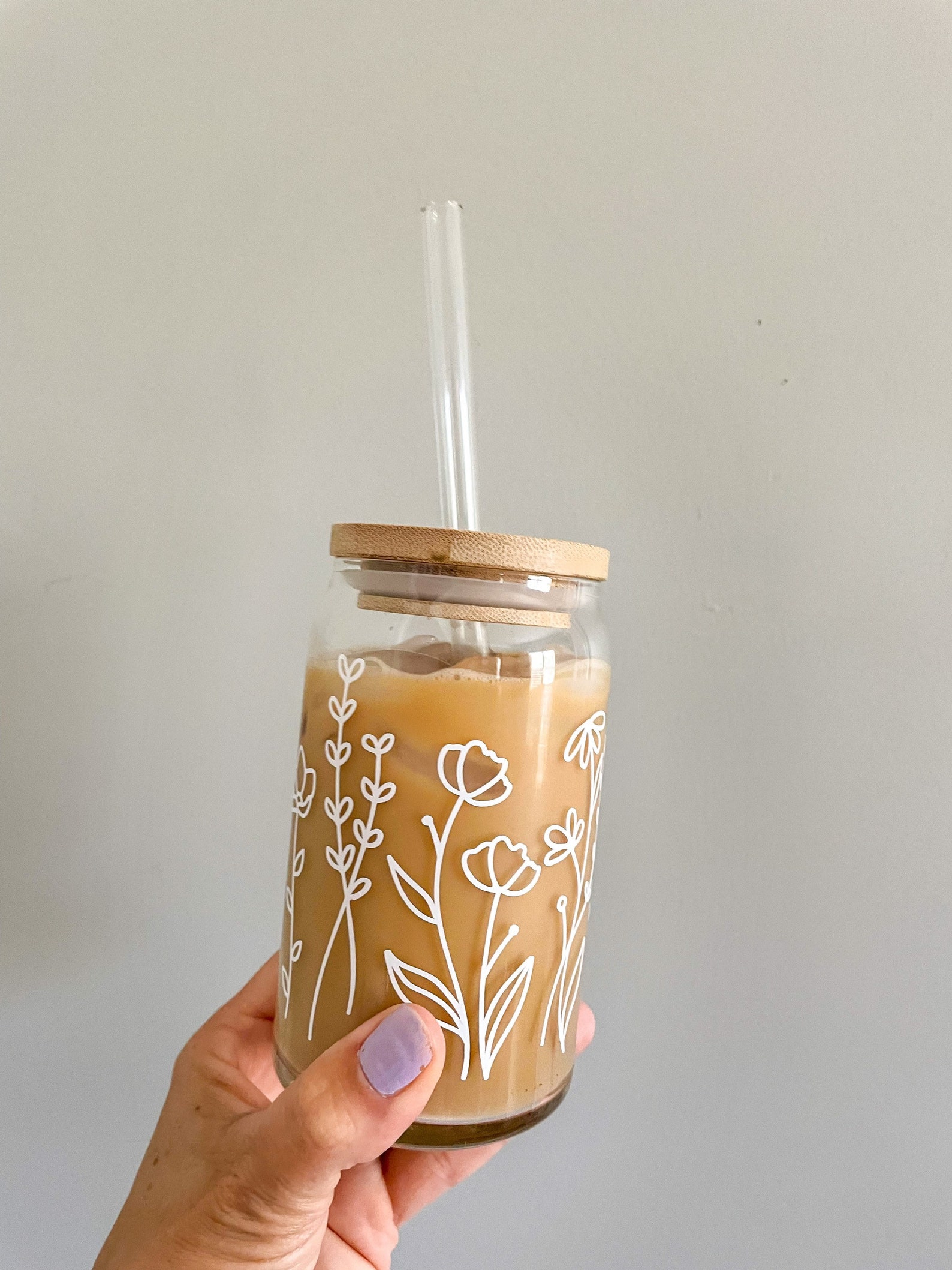 Wildflower Can Glass Cup Iced Coffee Cup Trendy Can Glass - Etsy