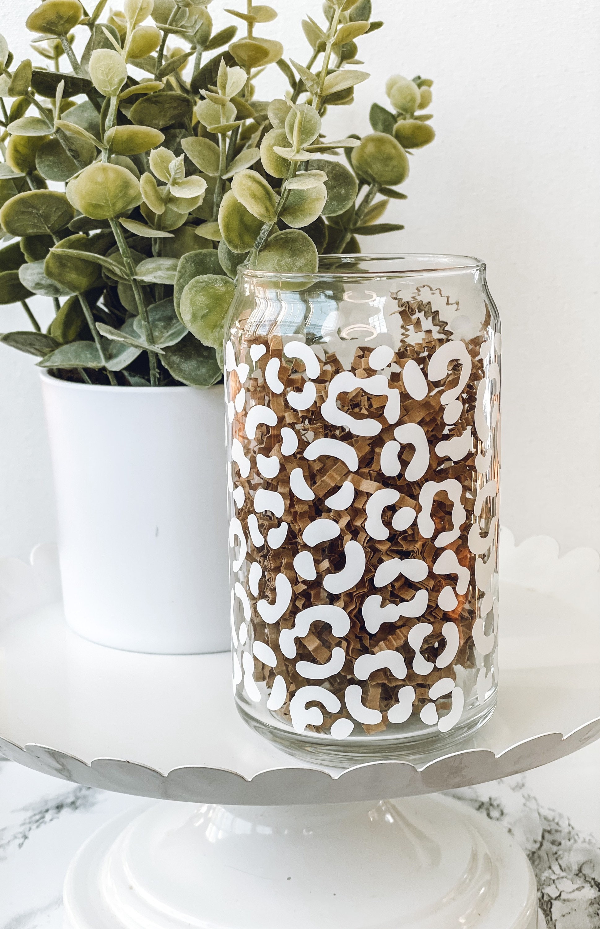 Beer Can Glass Leopard Leopard Ice Coffee Glass Coffee - Etsy