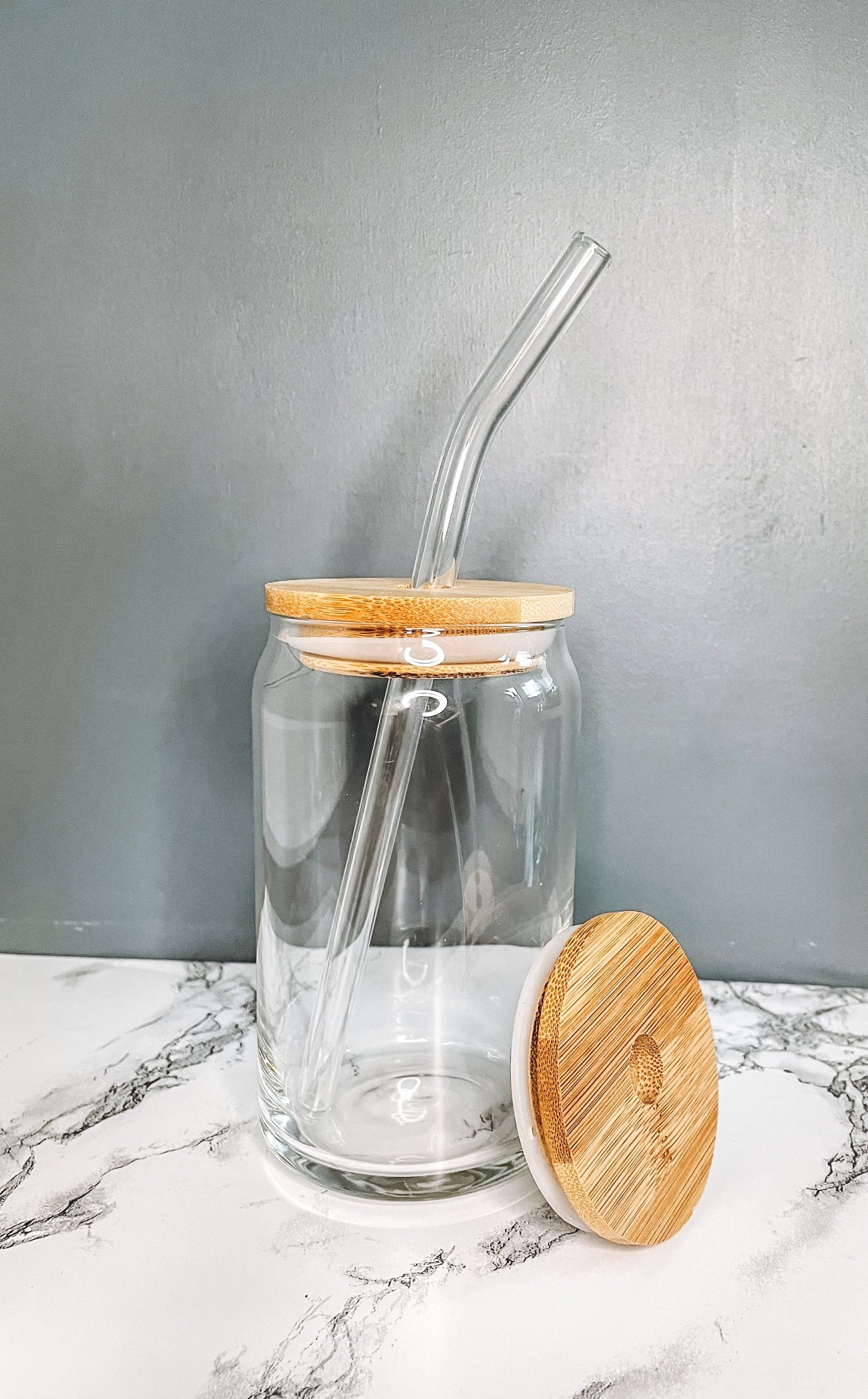 Bamboo Lid and Straw Beer Can Glass Lid Glass Straw Bamboo - Etsy