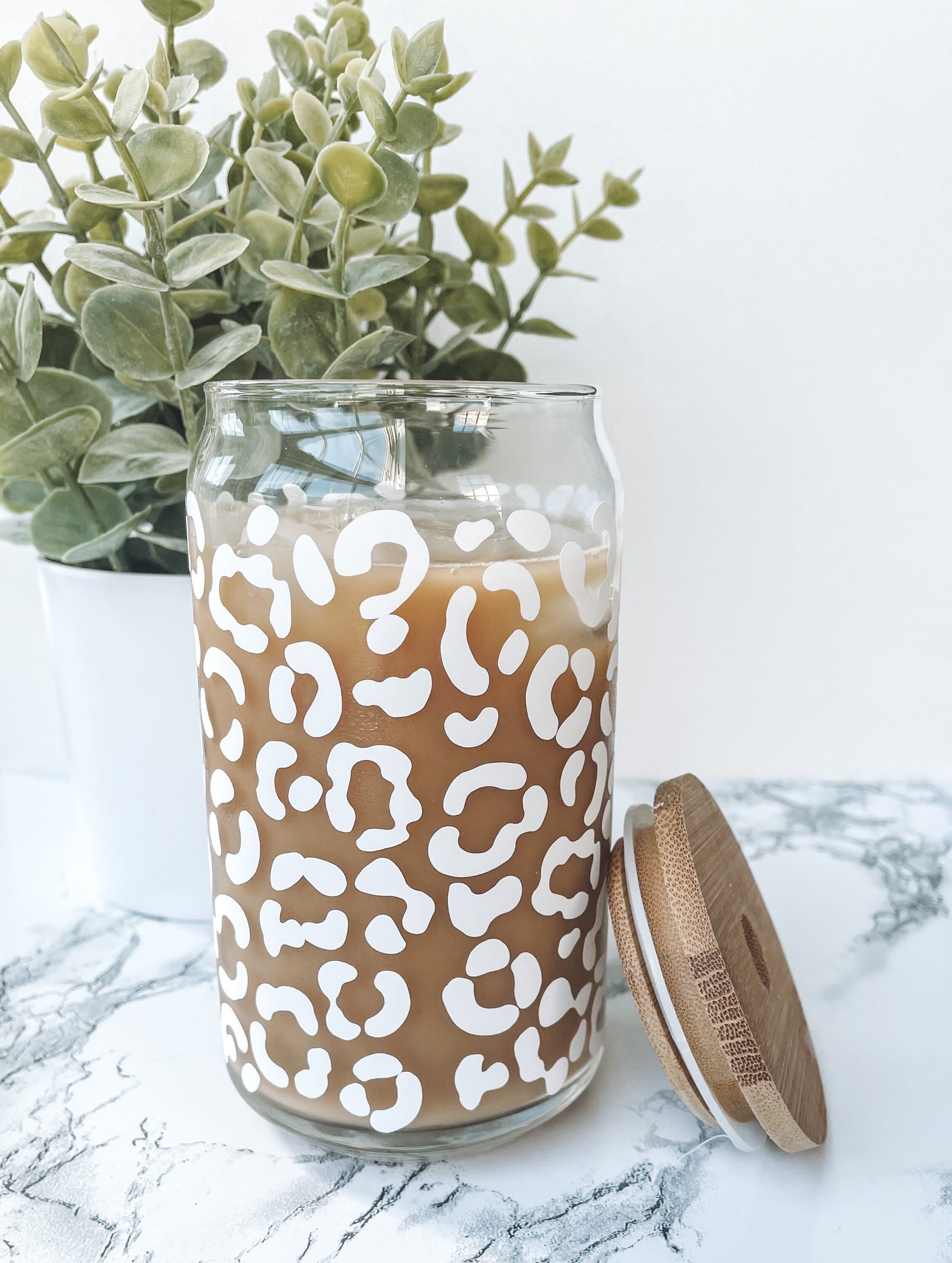 Beer Can Glass Leopard Leopard Ice Coffee Glass Coffee - Etsy
