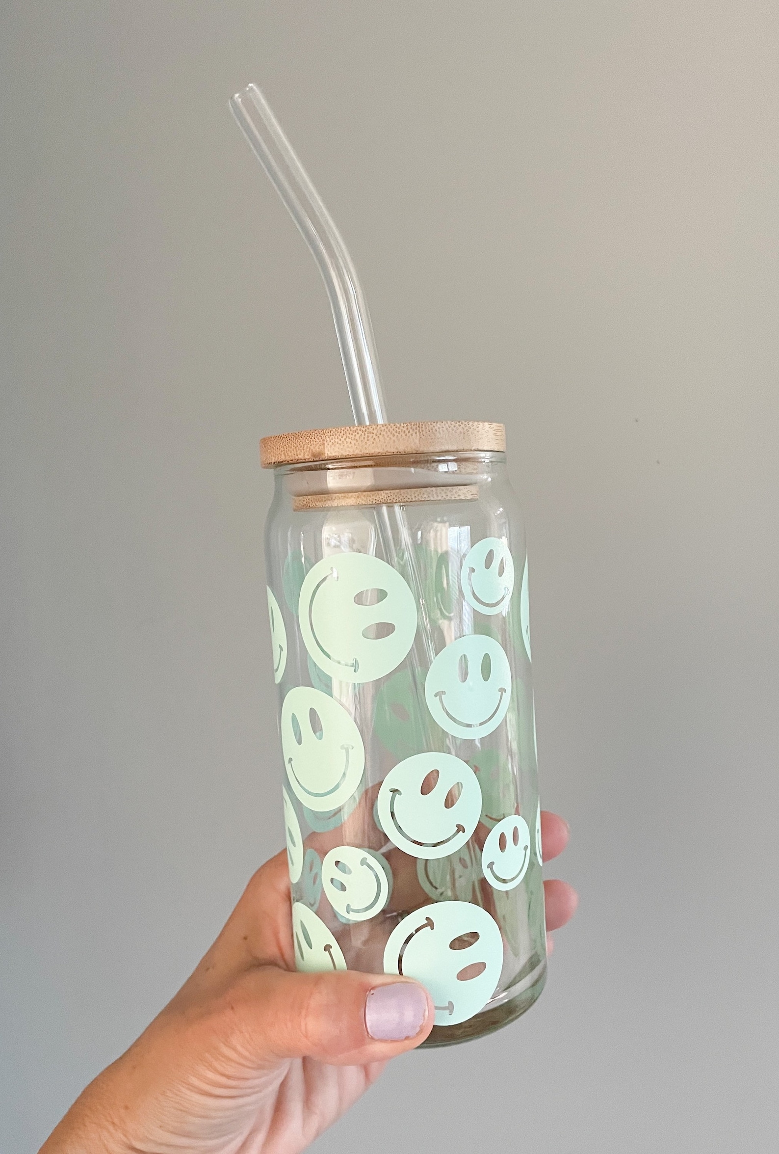 Smiley Face Beer Can Glass Smiley Iced Coffee Glass Can - Etsy