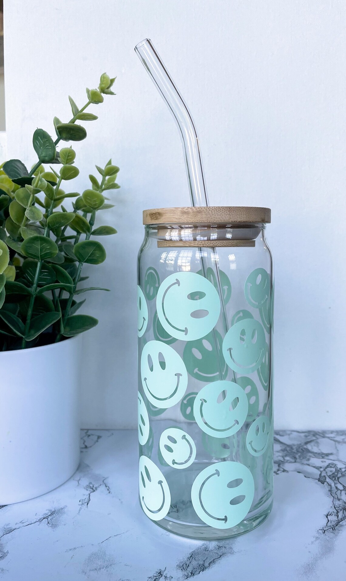 Smiley Face Beer Can Glass Smiley Iced Coffee Glass Can - Etsy