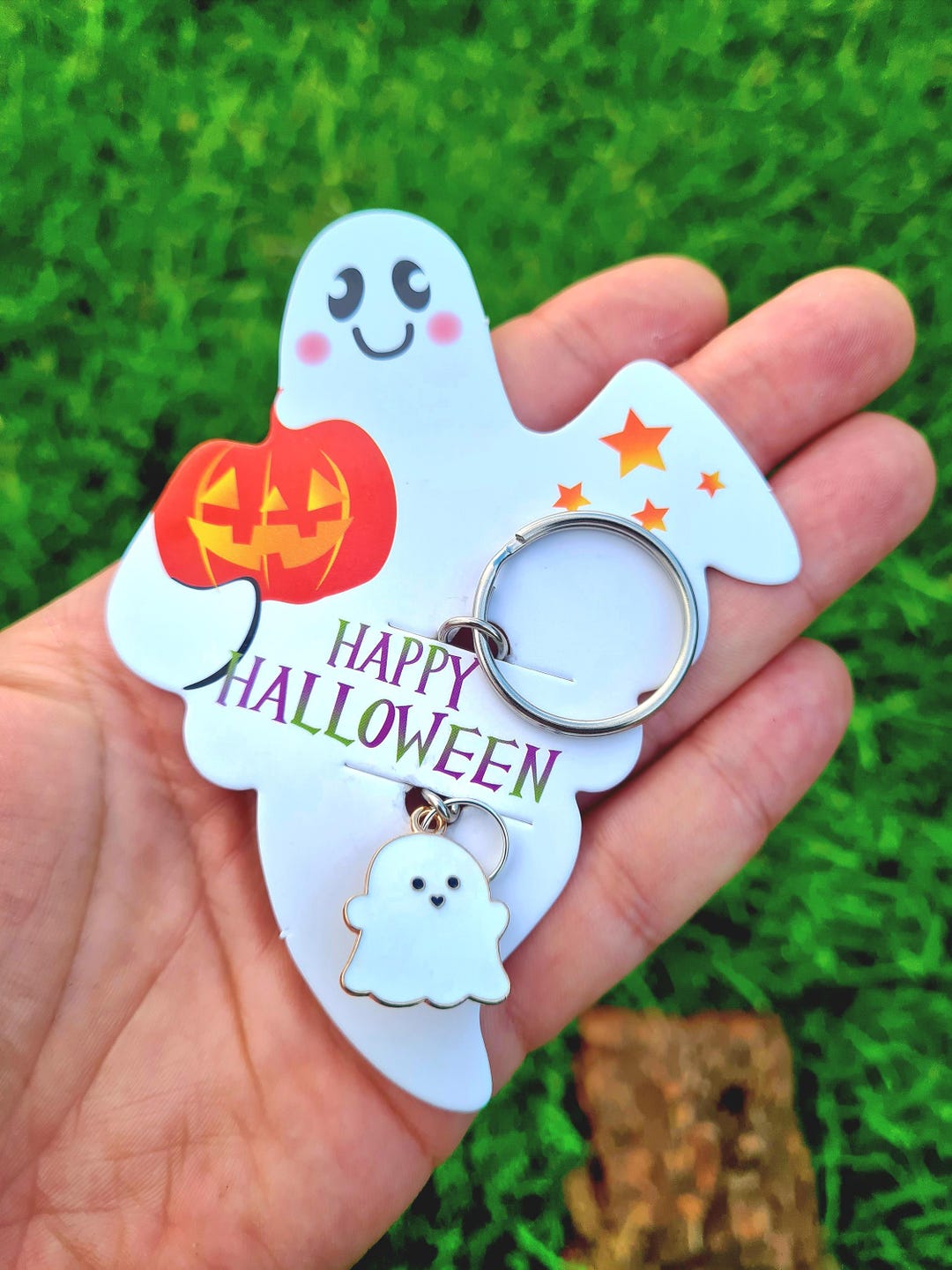 Halloween Treat or Trick Ghost Keyring, Ghost Charm - Etsy