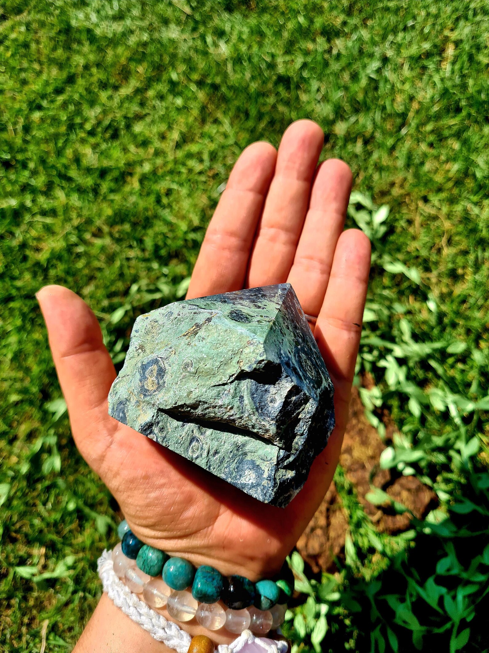 Half-polished Kambaba Jasper Cut Base Point, 382g, 70mm; Comfort ...