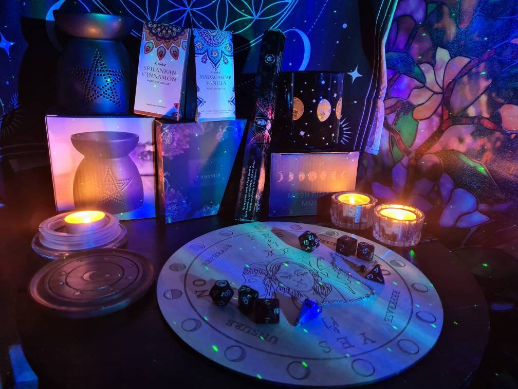 Moon Phases Witch Altar With FREE Altar Cloth Pentagram Oil - Etsy