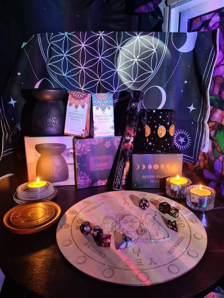 Moon Phases Witch Altar With FREE Altar Cloth Pentagram Oil - Etsy