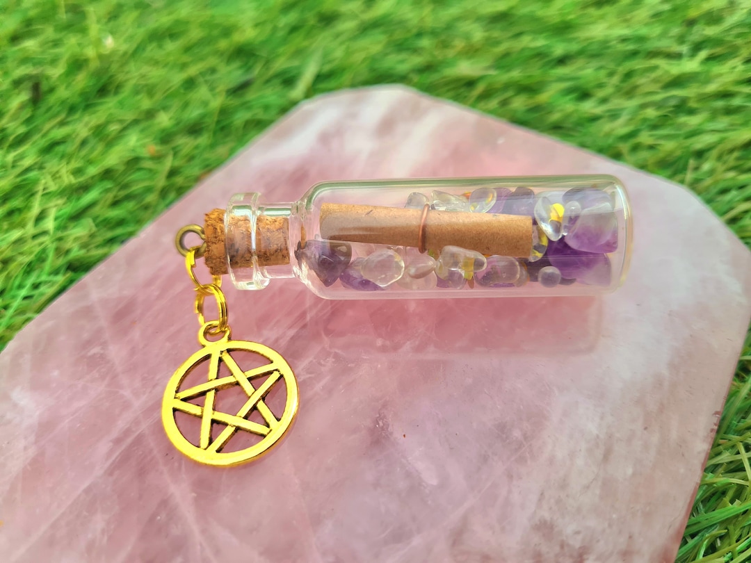 Break the Addiction Wishing Bottle With Clear Quartz Crystals ...
