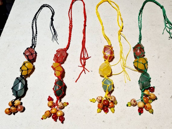 Peace Luck & Abundance Healing Stones Talisman Rasta colours | Etsy