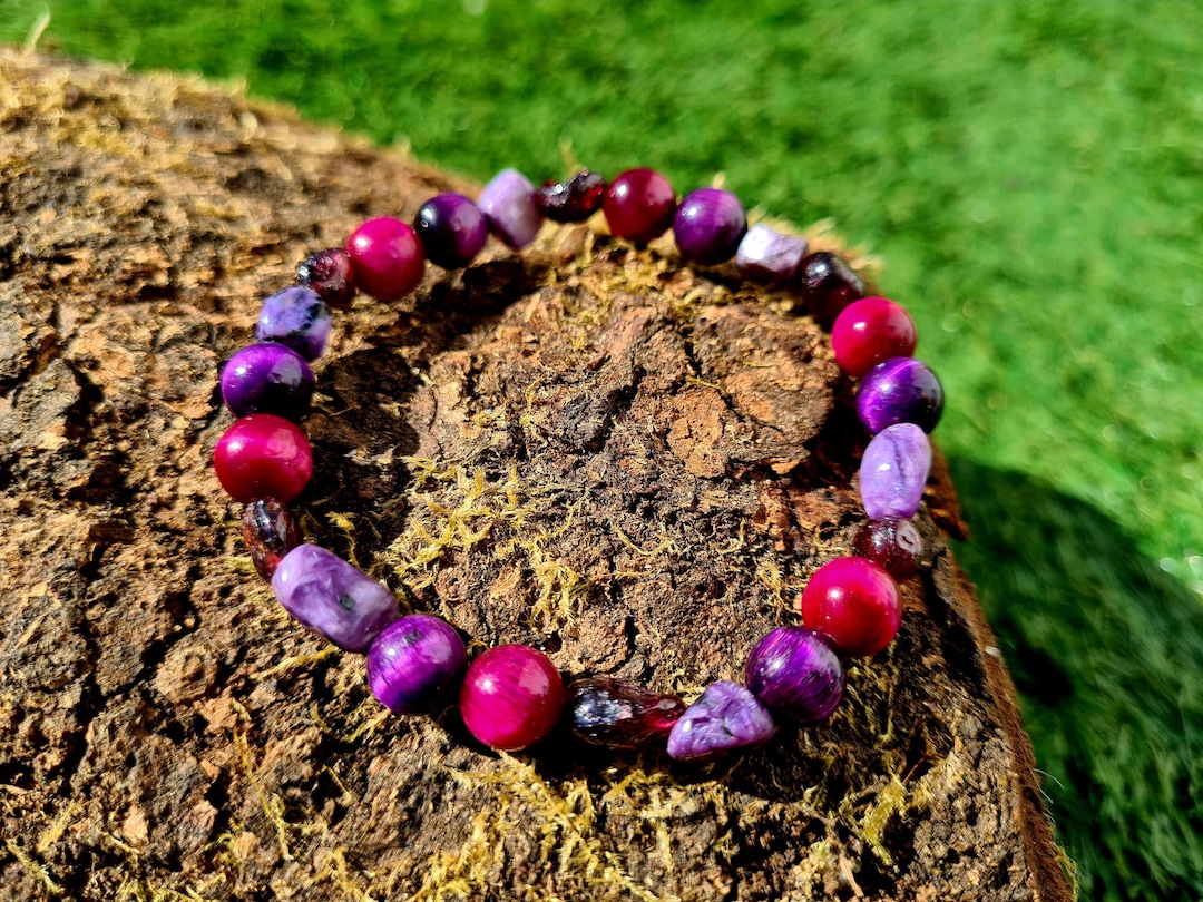 Amaranth Tiger Eye, Charoite, Red Garnet & Purple Tiger Eye Vibrant ...