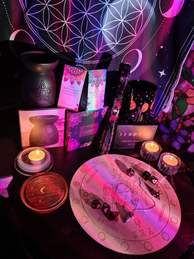 Moon Phases Witch Altar With FREE Altar Cloth Pentagram Oil - Etsy